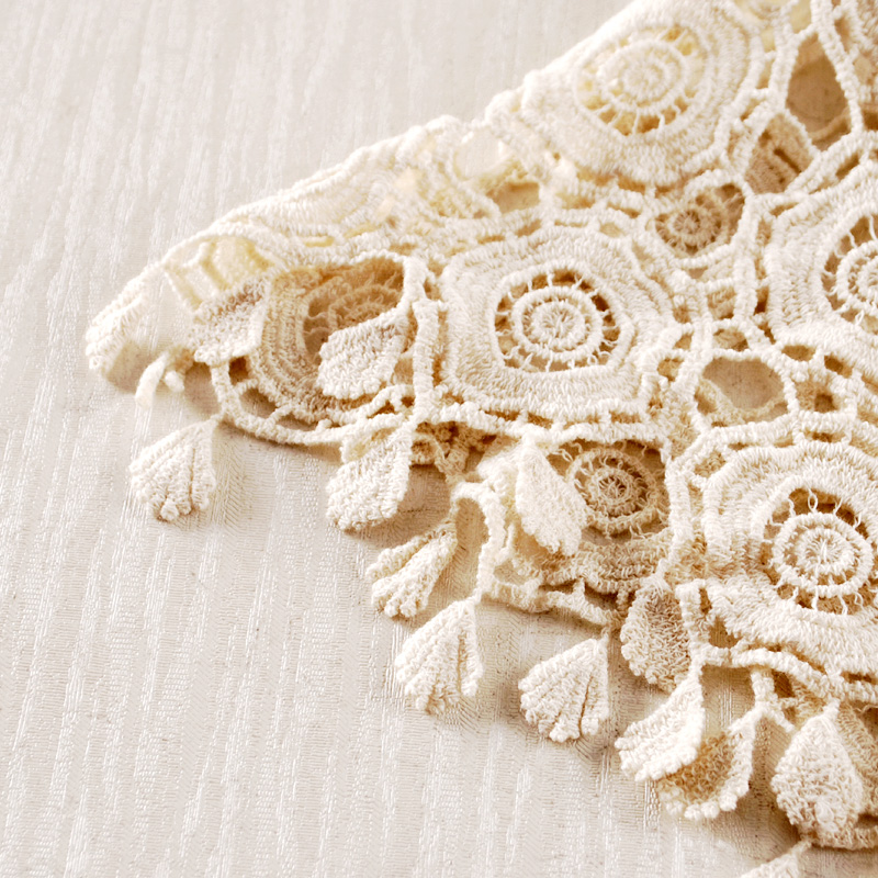 White / Beige Lace Blouse Bat Shirt Waistcoat Openwork Crochet Loose ...