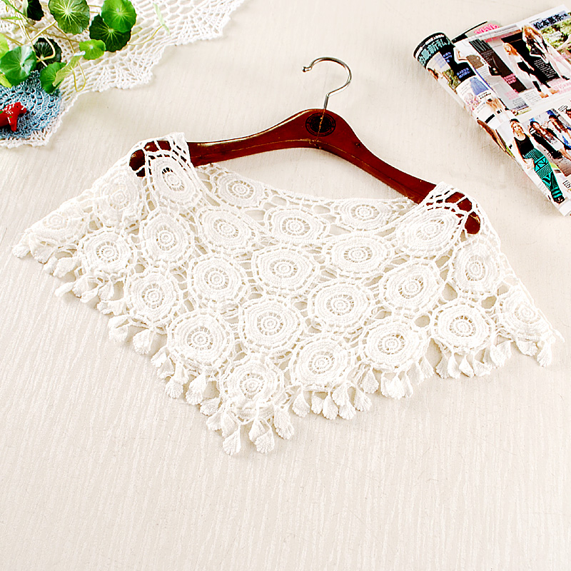 White / Beige Lace Blouse Bat Shirt Waistcoat Openwork Crochet Loose ...